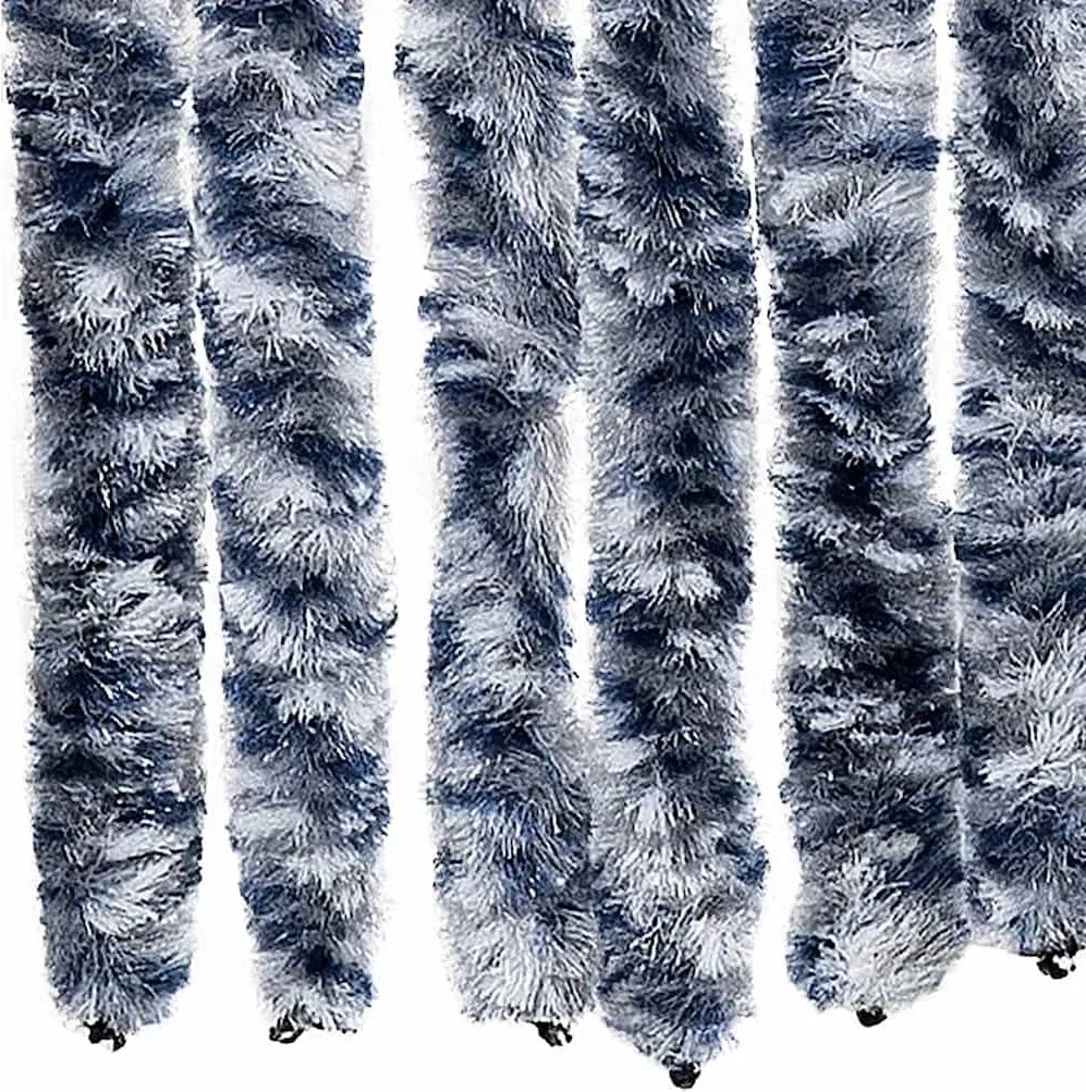 Závěs proti hmyzu modrý, bílý a stříbrný 90 x 220 cm Chenille 284274