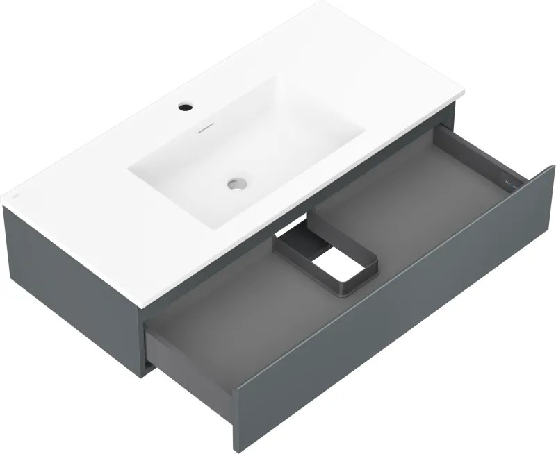 Mexen Orio, koupelnová skříňka 100 cm s umyvadlem Otis, 1 zásuvka, grafitová matná/bílá matná, 91A10-10023-1-BF66-W18M01