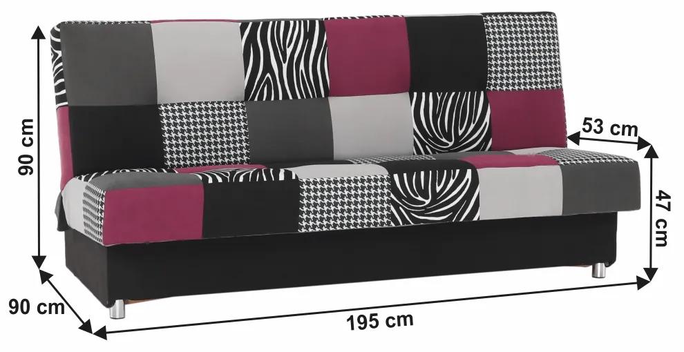 Tempo Kondela Rozkládací pohovka ALABAMA, s úložným prostorem,  růžová/šedá/černá