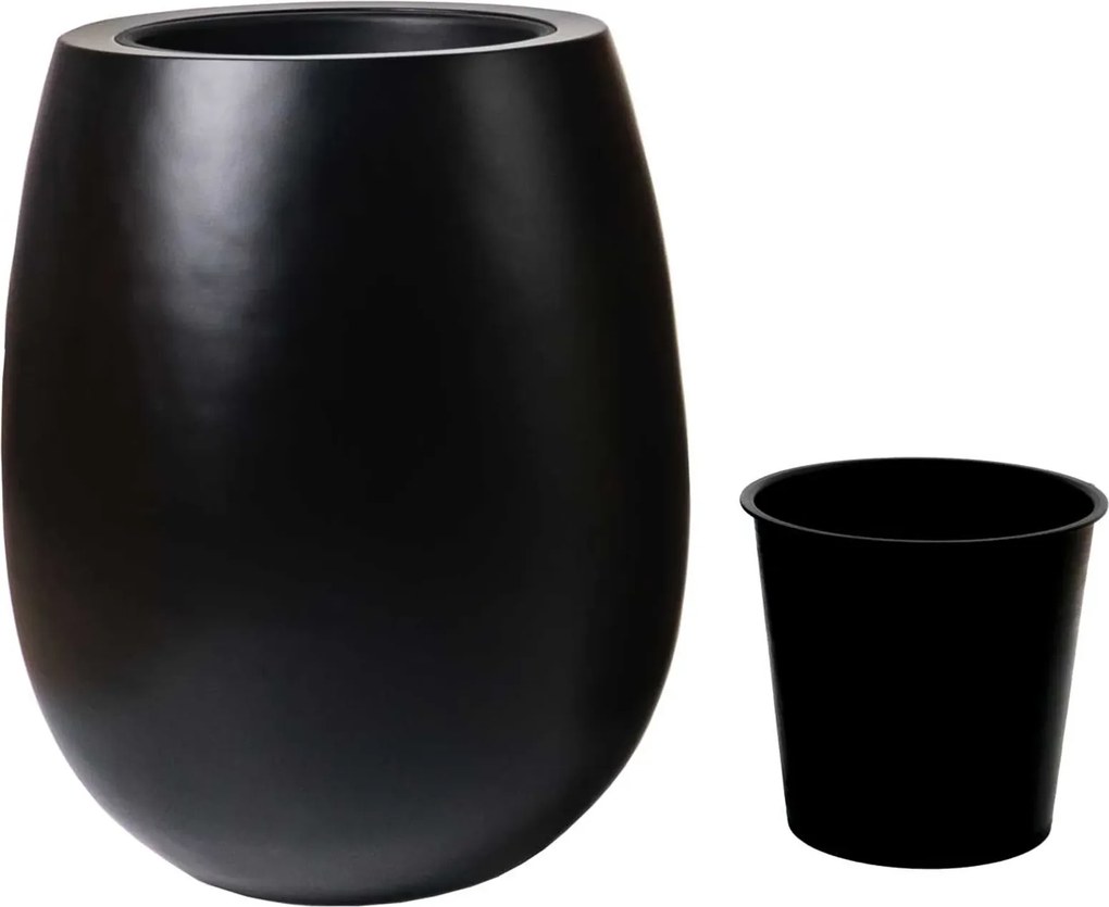 Designový květináč BALAO , sklolaminát, 50x40 cm, černá