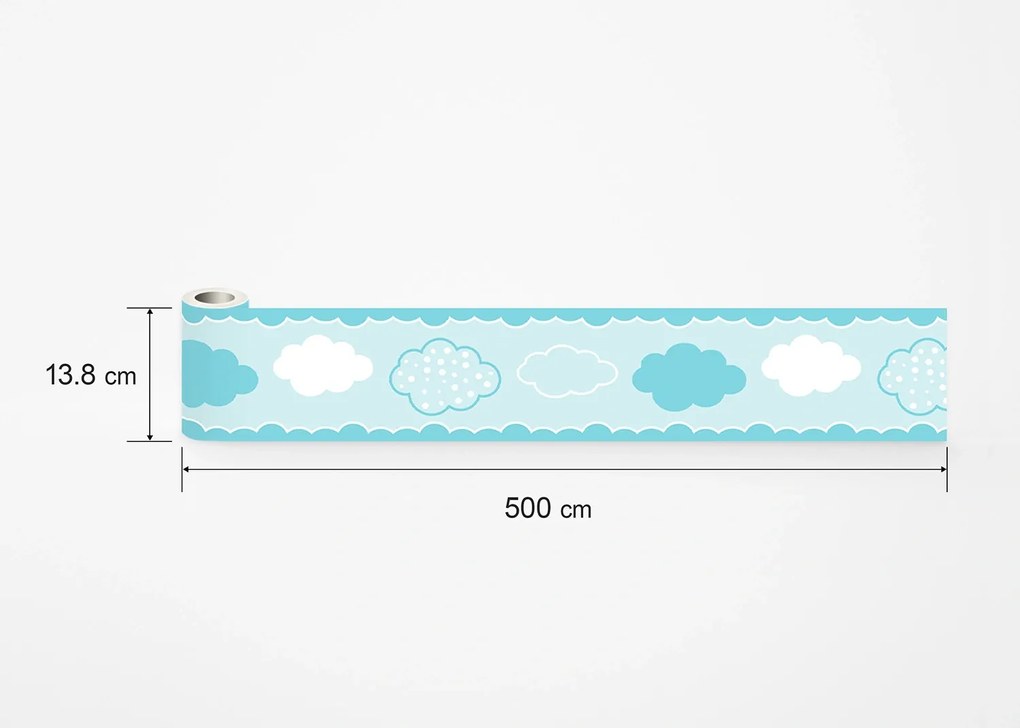 Dětská samolepící bordura na zeď Modré Mraky | 5 m x 13.8 cm | DWBD8501