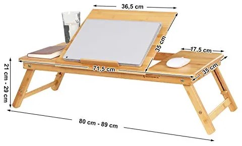 Songmics Stolek na notebook do postele, dřevěný, skládací, šířka 89 cm LLD004