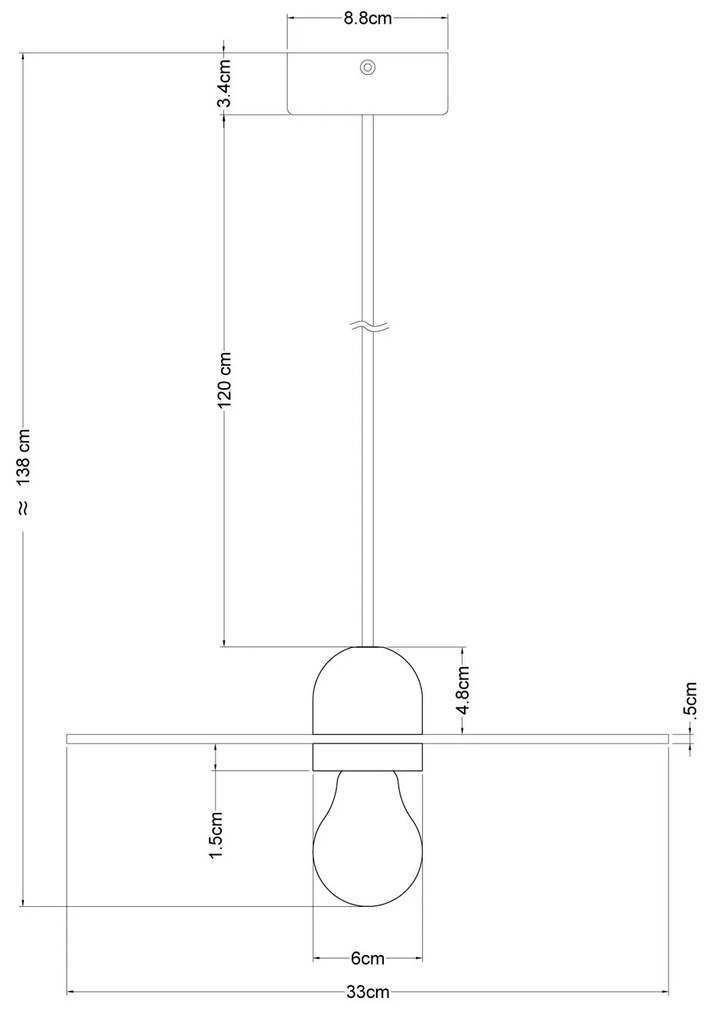 creative cables Dřevěná závěsná lampa se stínidlem ufo a textilním kabelem Barva: Neutrální