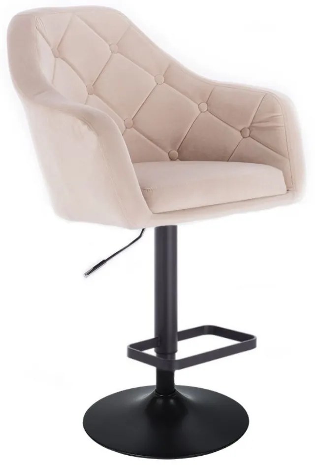 LuxuryForm DESIGN Barová židle ANDORA VELUR na černém talíři - krémová