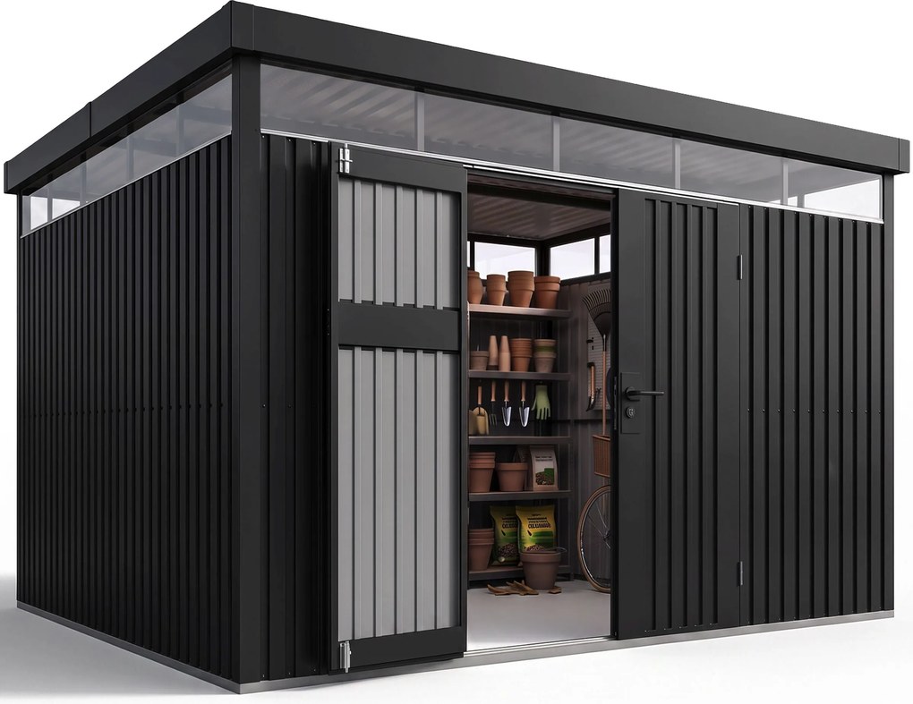 Juskys Kovový zahradní domek Luzern Barva: antracitová, Velikost: 5,2 m²
