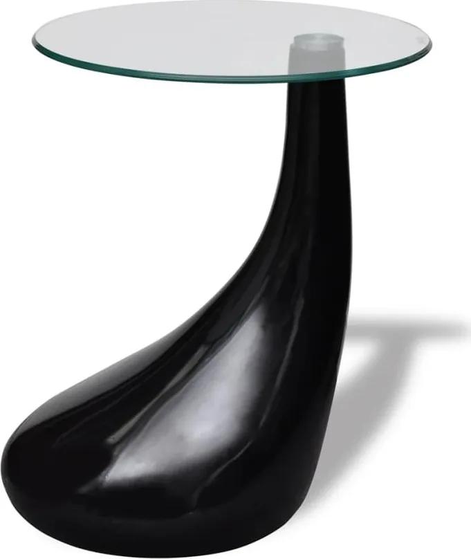 vidaXL Konferenční stolek s kulatou skleněnou deskou vysoký lesk [240321] Barva: Černá