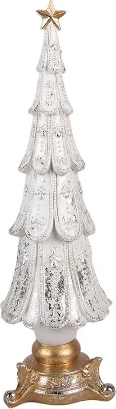 Bílý dekorační stromek se zlatou hvězdou - elegance zimního domova - Ø 9*30 cm
