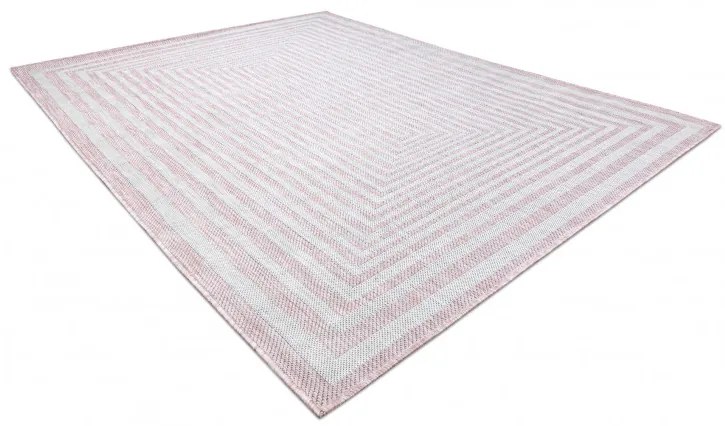 Dywany Łuszczów, Kusový koberec Sion Sisal Labirinth 22376 pink/ecru – na ven i na doma, 200x290, růžová, chodba / předsíň