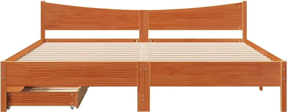 Rám postele se zásuvkami voskově hnědý 200x200cm masiv borovice 3301895