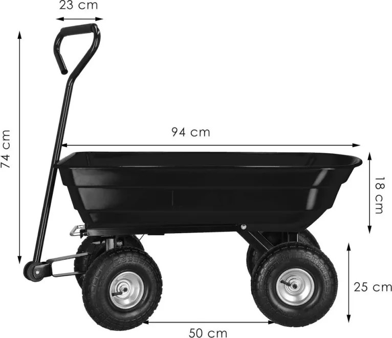Zahradní vozík se sklopnou korbou 250 kg SPRINGOS GA0014 černý