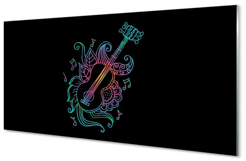 akrylový obraz poznámky barevné kytary 100x50 cm