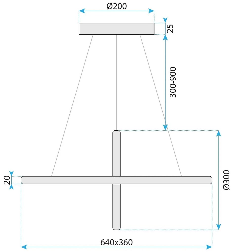 Toolight Toolight, LED závěsné svítidlo 64x36 cm, 60W, G034-CP, zlatá lesklá, OSW-06301