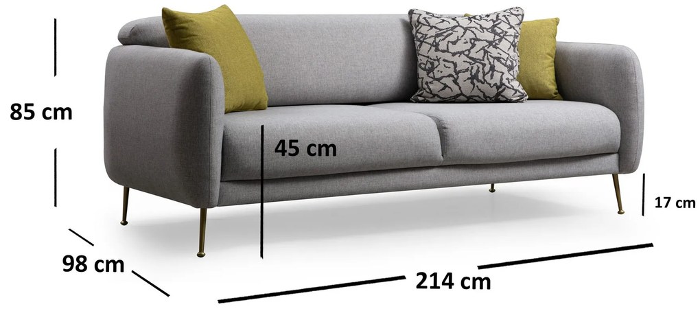 Hanah Home Třímístná pohovka SEVILLA šedá 560ARE1311