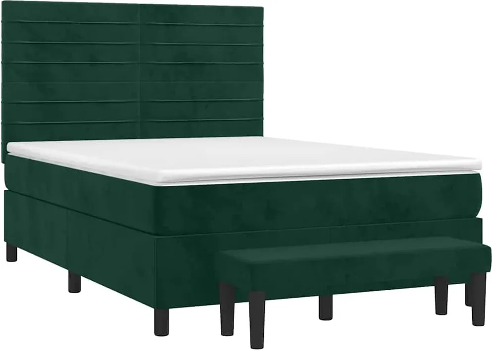 Box spring postel s matrací tmavě zelená 140x190 cm samet 3137902
