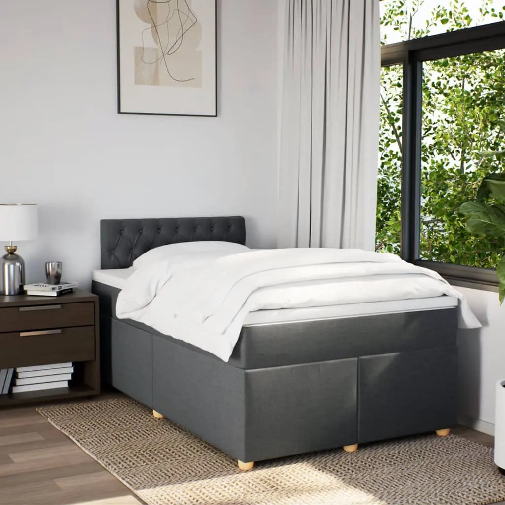 Box spring postel s matrací tmavě šedá 120x200 cm textil 3288955