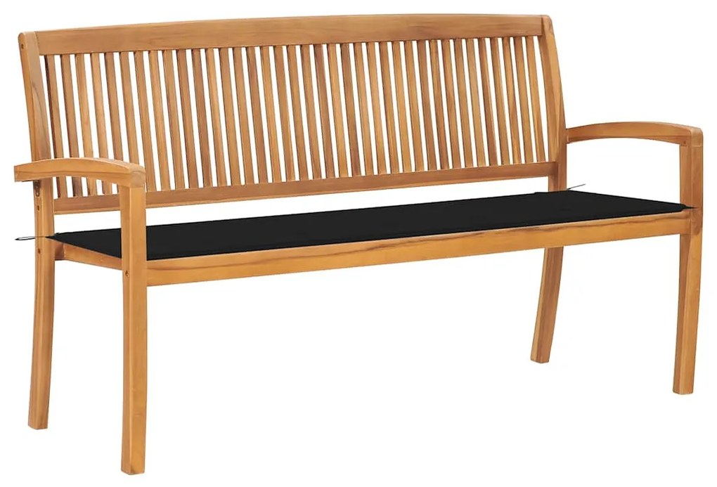 Stohovatelná zahradní lavice s poduškou 159 cm masivní teak 3063313