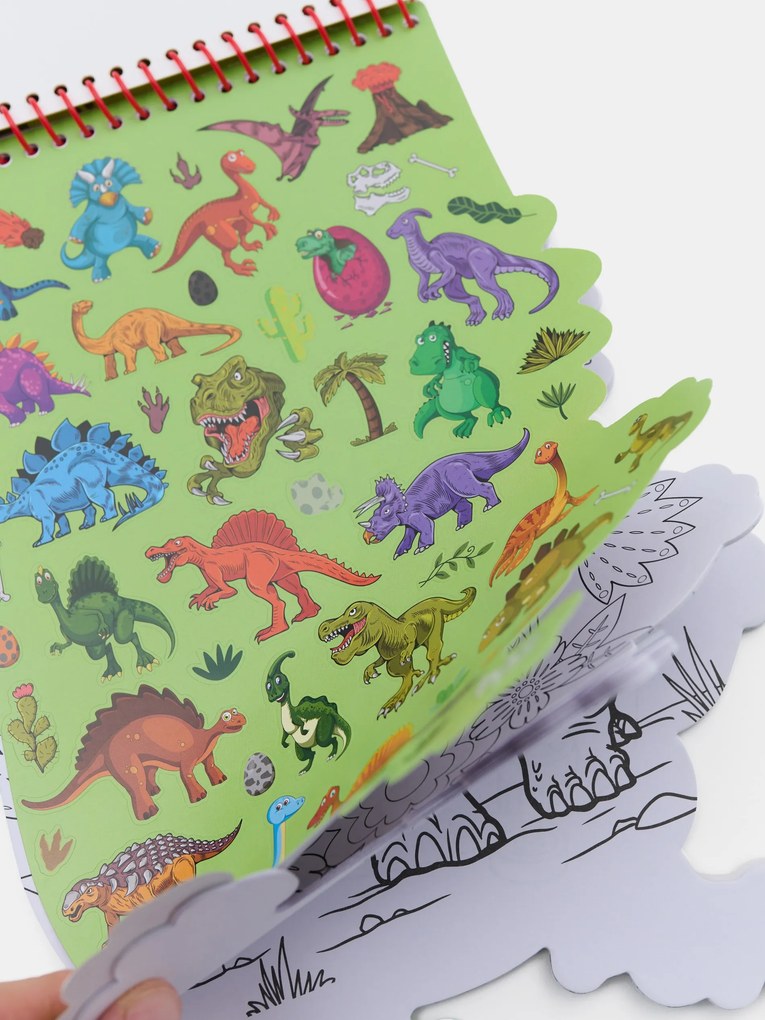 Sinsay - Omalovánka s fixami a samolepkami s motivem dinosaura 7 pack - zelená