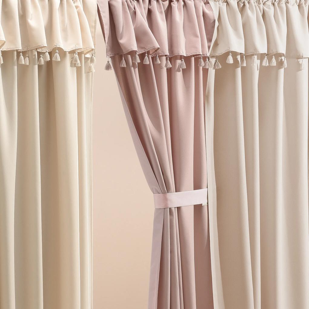 Room99 Hotový závěs na pásce s třásněmi Astoria Jednobarevný Barva: Světle béžová, Velikost: 140 x 260 cm