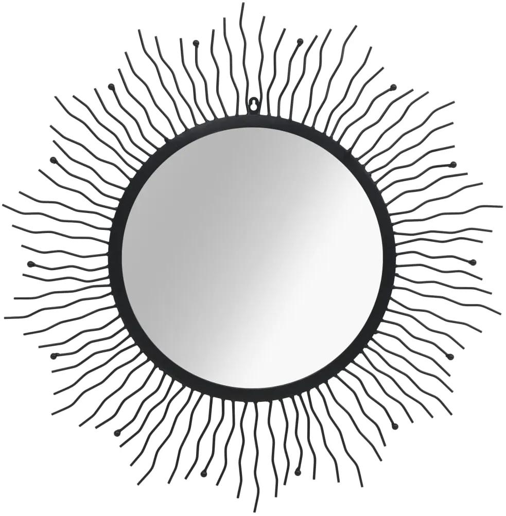 245924 vidaXL Nástěnné zrcadlo Zářící slunce 80 cm černé