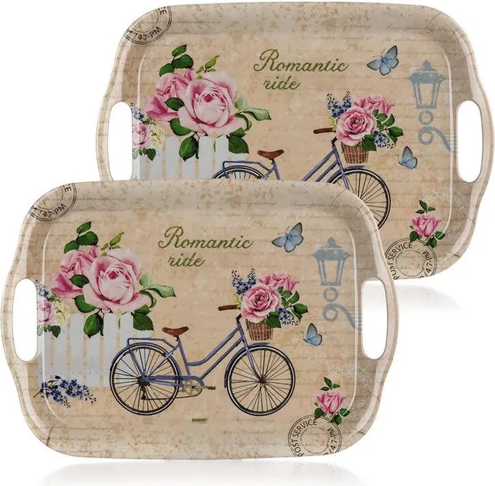 Sada melaminových táců ROMANTIC RIDE 2 ks