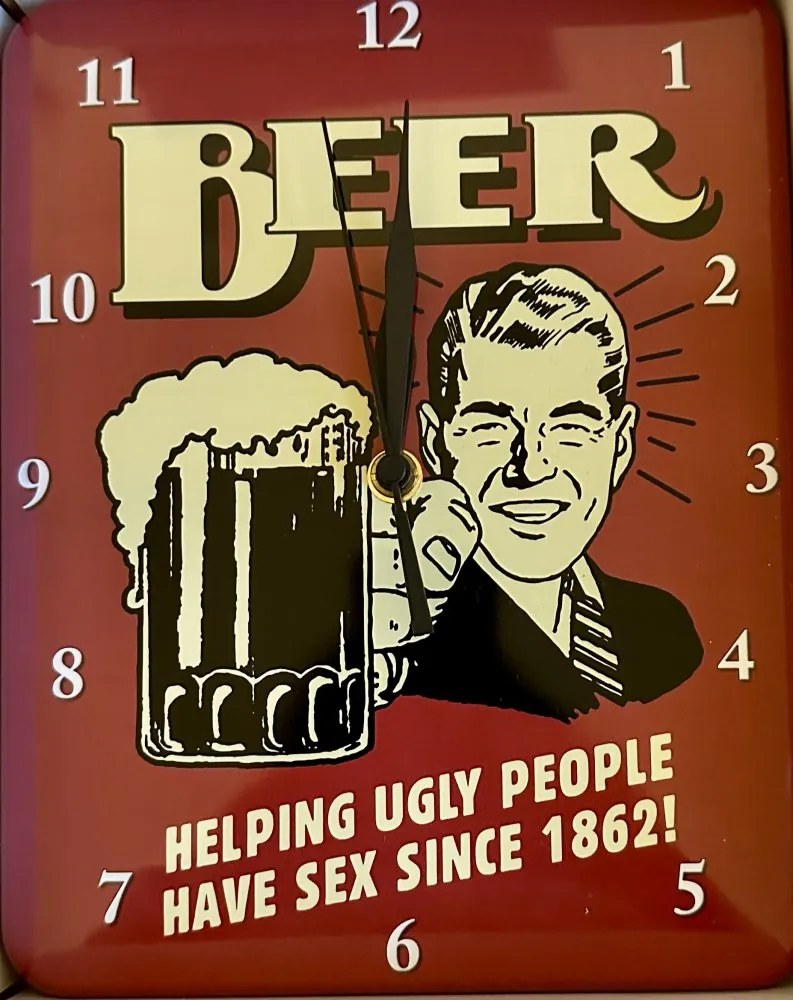 Plechové hodiny Beer pivo
