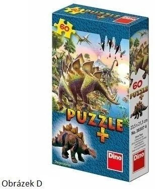 DINO Puzzle 60 dílků Dinosauři 6 druhů + figurka dinosaura dn383074