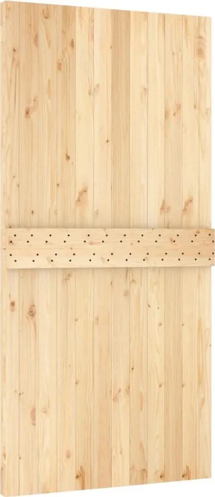 vidaXL Posuvné dveře s kováním 100 x 210 cm masivní borové dřevo [3203150]