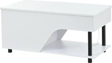 Aosom Výškově nastavitelný konferenční stolek s ukrytým úložným prostorem, nastavitelné boční přihrádky, 50x100x46 cm, Bílá