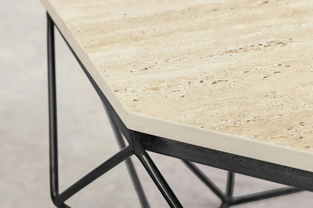 Designový konferenční stolek Beiwen 70 cm travertín černý