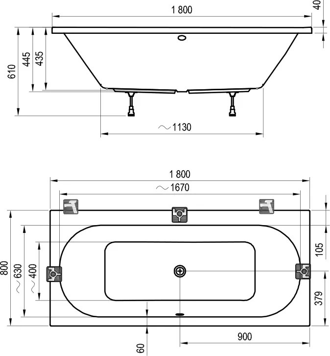 Ravak CITY 180 x 80 cm C920000000 vana