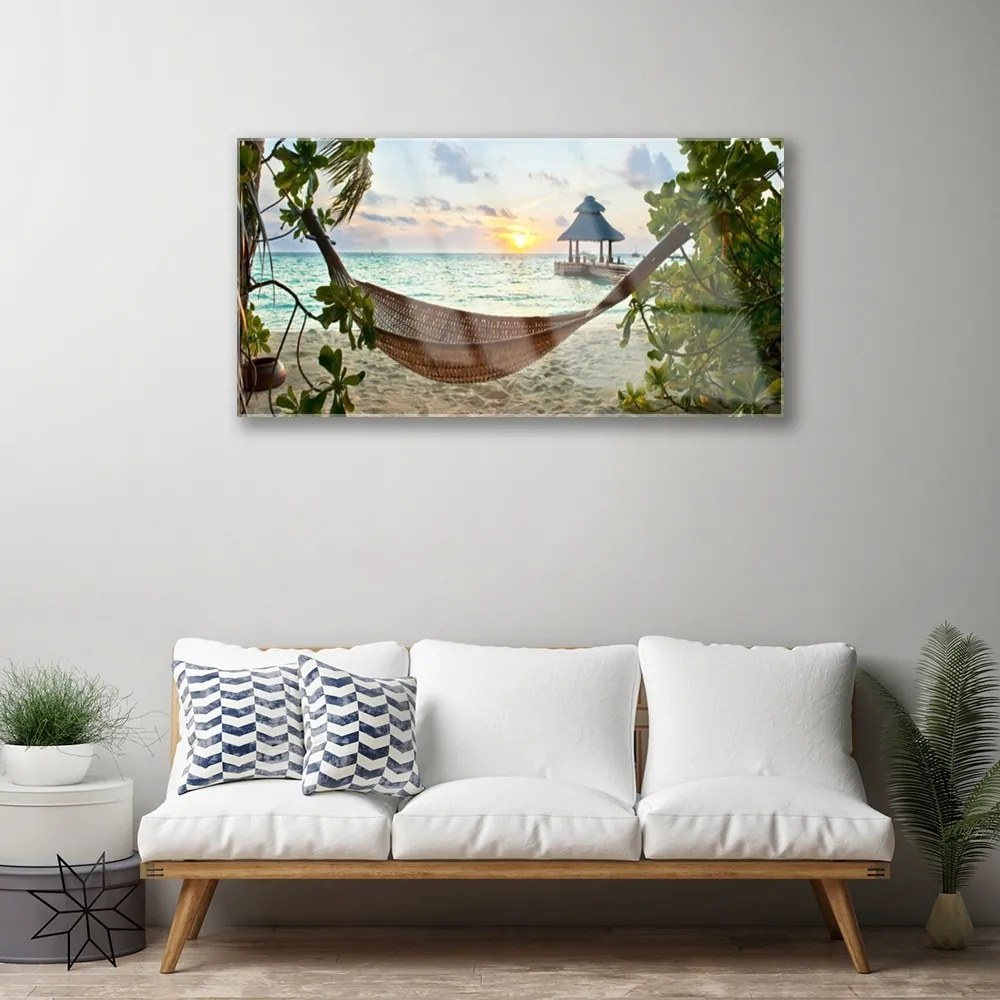 akrylový obraz Pláž Hamaka Moře Krajina 100x50 cm