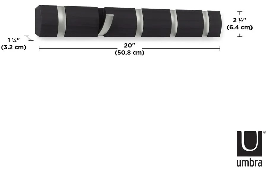 Šedý nástěnný věšák z topolového dřeva Flip – Umbra