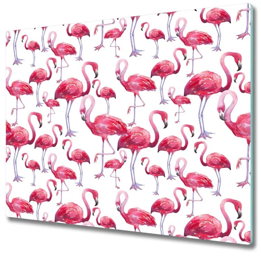 Skleněná krájecí deska Flamingos 60x52 cm