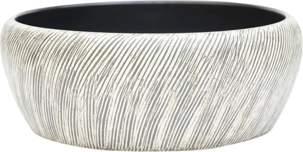 Umyvadlo na desku černé a šedé kulaté Φ 41 x 14 cm keramika 155061