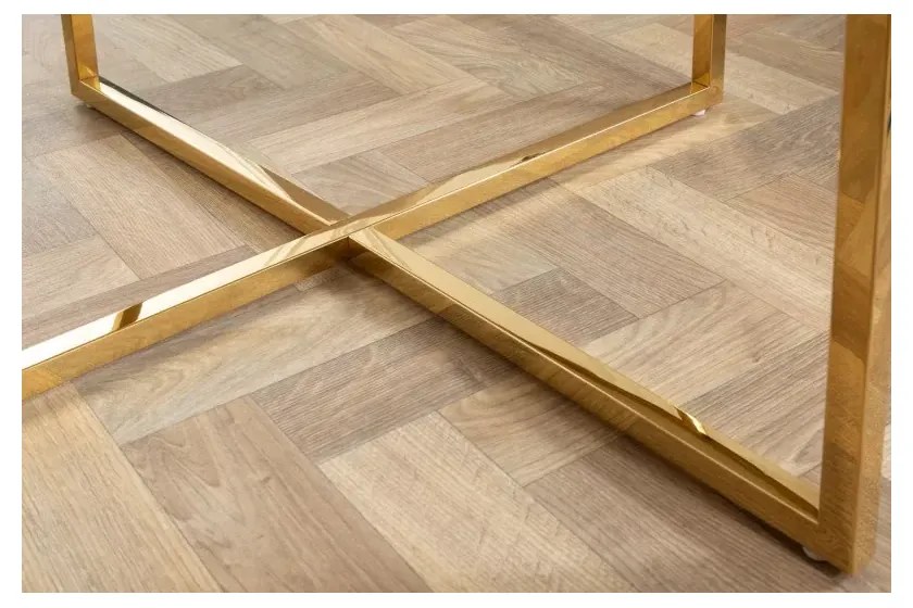 Massive home | Konferenční stolek ELEGANCE GOLD X 80 CM bílý mramorový vzhled