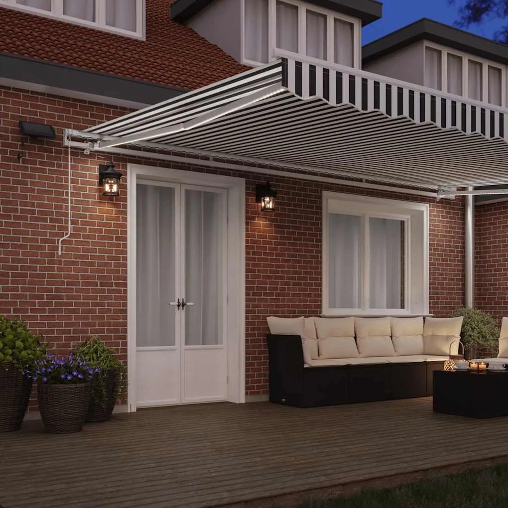 Ručně zatahovací markýza s LED antracitová a bílá 500 x 300 cm 3215788