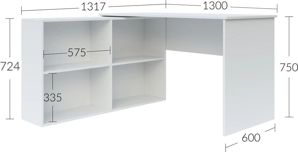 Pracovní stůl rohový CORONIL bílá mat