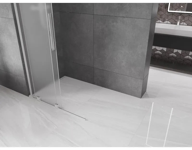 Mexen Velar L, posuvná sprchová zástěna Walk-in 90 x 200 cm, 8mm sklo námraza, chromová, 871-090-003-33-01