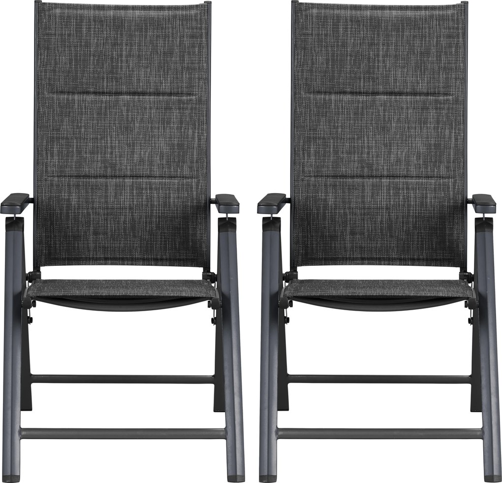 Livarno® Hliníkové polohovací křeslo Toronto, antracitová, 2 kusy