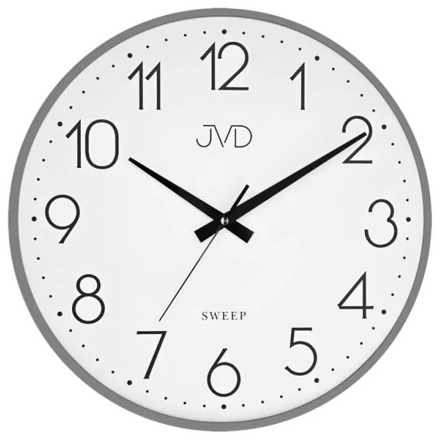 JVD Šedé nástěnné kovové netikající tiché hodiny JVD HK4129.3