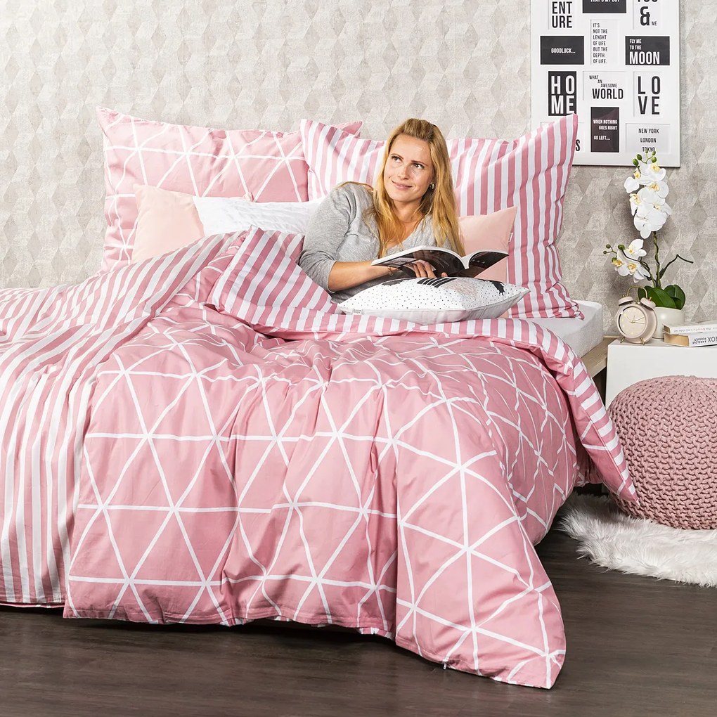 4Home Bavlněné povlečení Galaxy růžová