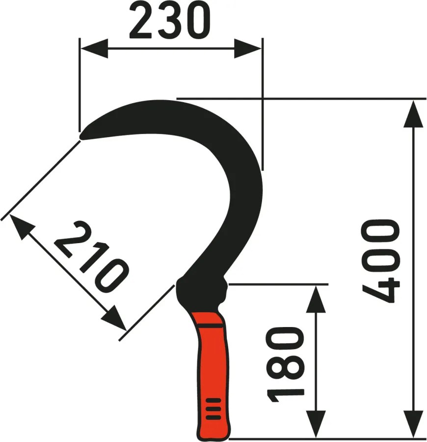 Srp na trávu s plast. rukojetí, délka 40cm (pro praváky)