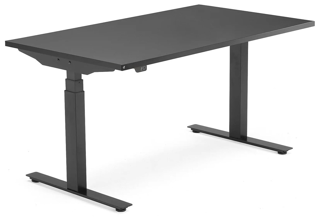 AJ Produkty Výškově nastavitelný stůl MODULUS, 1400x800 mm, černý rám, černá