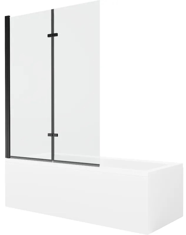 Mexen Cubik obdélníková vana 150 x 70 cms pláštěm 2-křídlovou zástěnou 120 cm, Průhledné, Černá - 550315070X9212027000