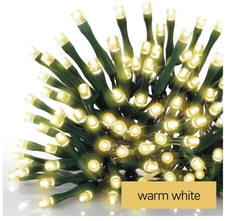 Emos LED vánoční řetěz, WW, IP44, 24m, 8 módů