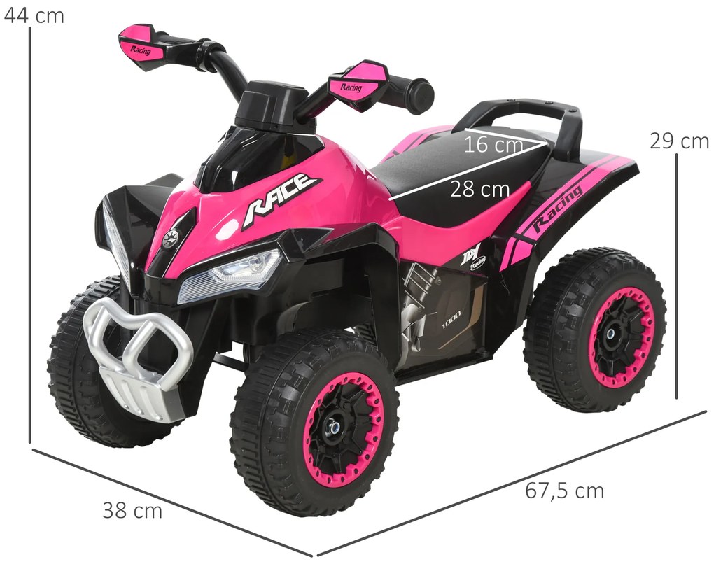 HOMCOM skluzavka auto dětské vozidlo šlapací auto světlo hudba 18-36 měsíců plast ocel růžová 67.5x38x44cm