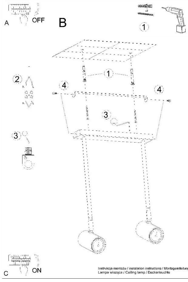 Černé bodové svítidlo 10x30 cm Jones – Sollux