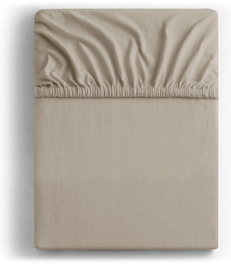 Světle hnědé napínací prostěradlo jersey 160x200 cm Amber – Restilo