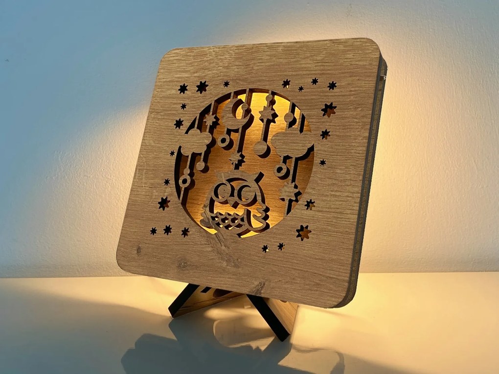Li-Go "Sovička" lampa 19x19cm provedení povrchu: dub světlý