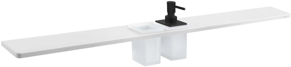 Sapho Abeline - Polička s dávkovačem a sklenkami, délka 100 cm, matná bílá/černá AE102-0101-03